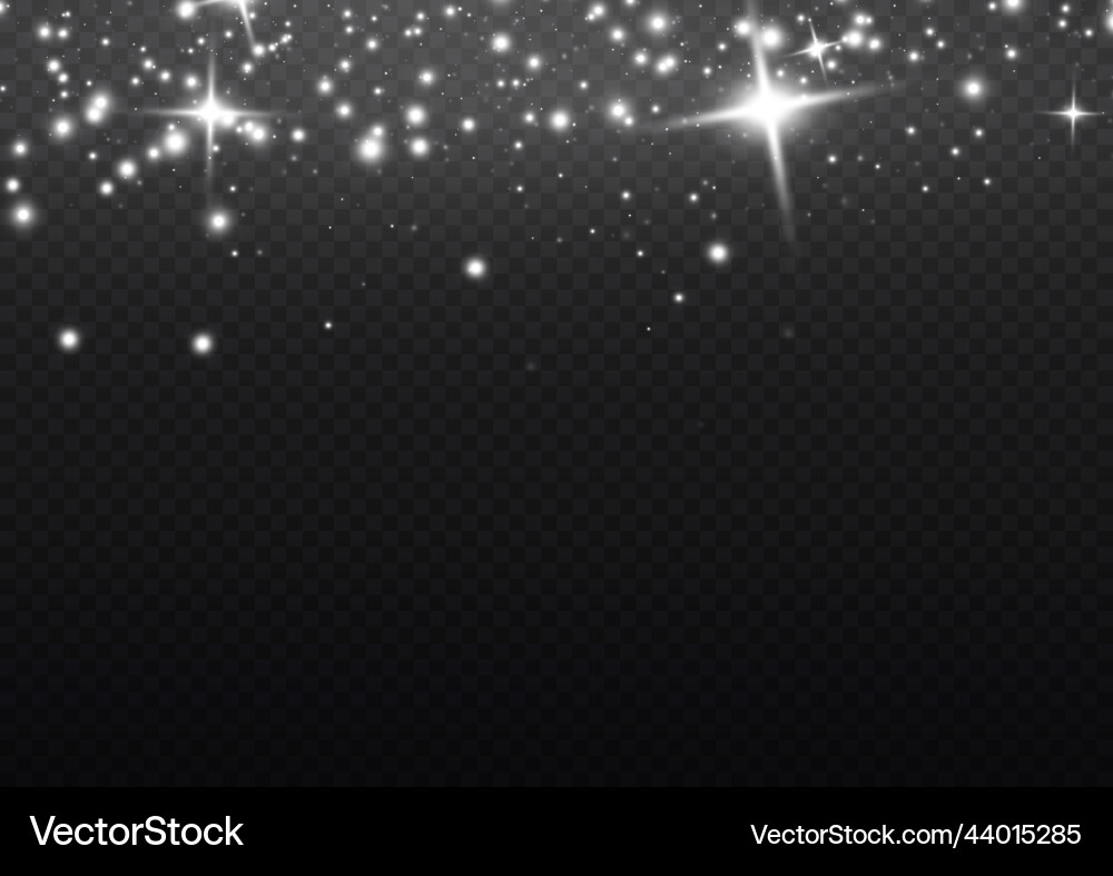 Starry dust flash light spark sparkle white star Vector Image