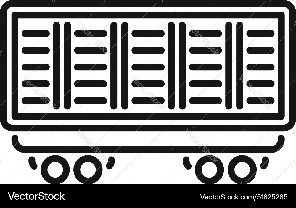 Train wagon delivering cargo on railway track icon