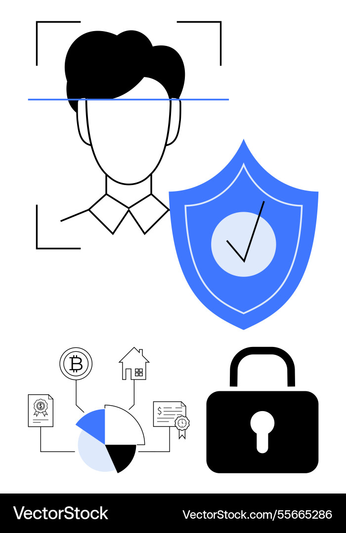 Biometric authentication with shield protection Vector Image