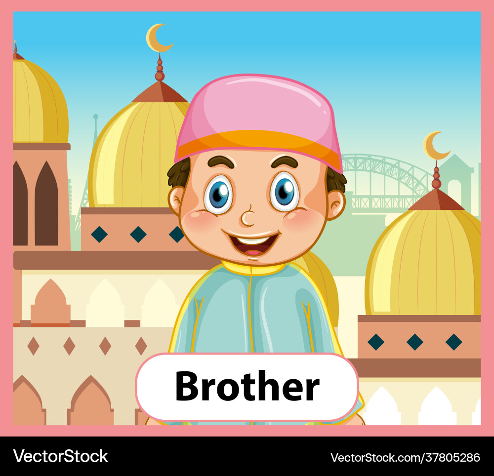 Educational english word card brother Royalty Free Vector
