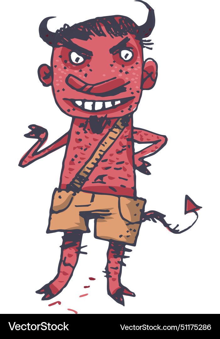 Funny with a red cartoon devil Royalty Free Vector Image