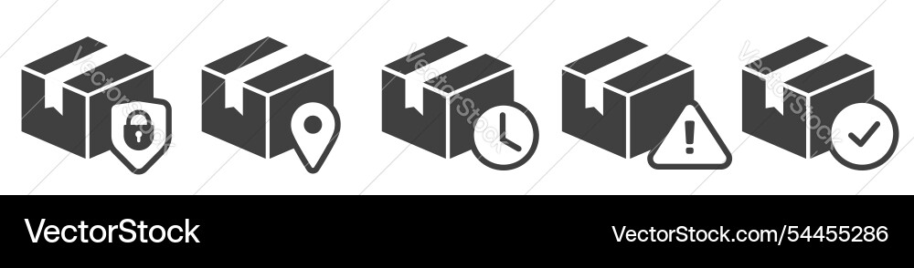 Order parcel box delivery status icons simple Vector Image