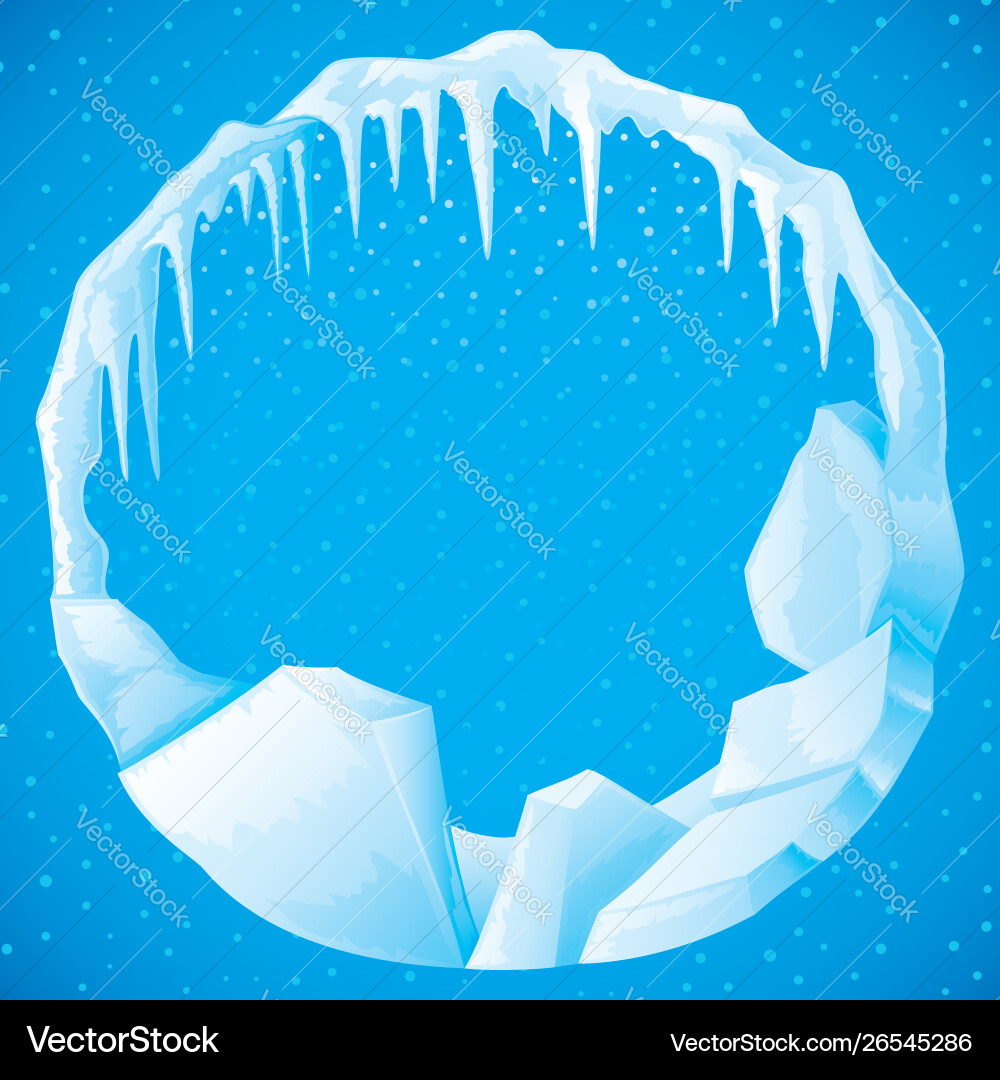 Round frame ice and icicles Royalty Free Vector Image