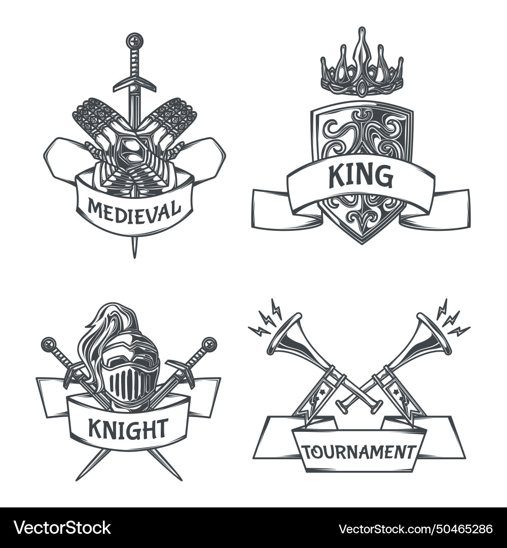 Set of drawings medieval icon Royalty Free Vector Image