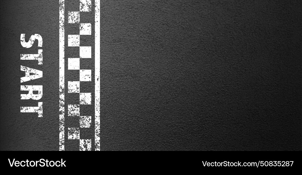 Asphalt road with white start line marking Vector Image