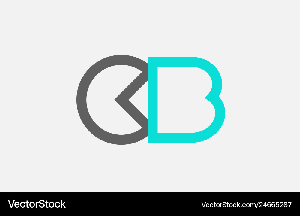 Blue grey alphabet letter cb c b combination Vector Image