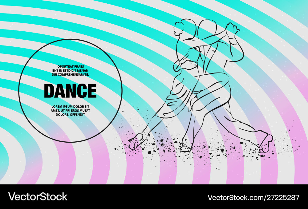 Couple dancing tango outline Royalty Free Vector Image