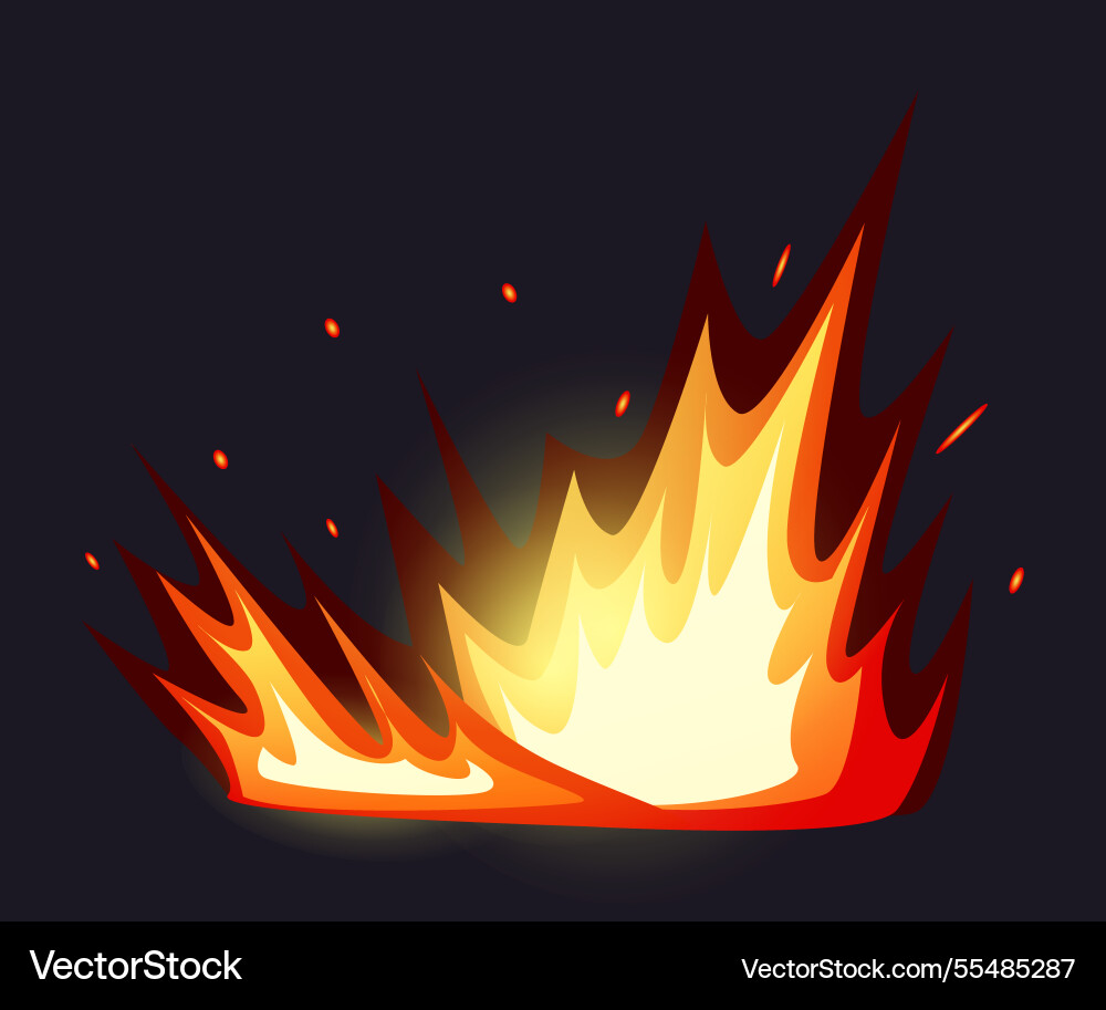 Fire explosion flame explode burst weapon boom Vector Image