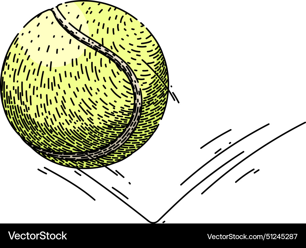 Isolated tennis ball sketch hand drawn Royalty Free Vector