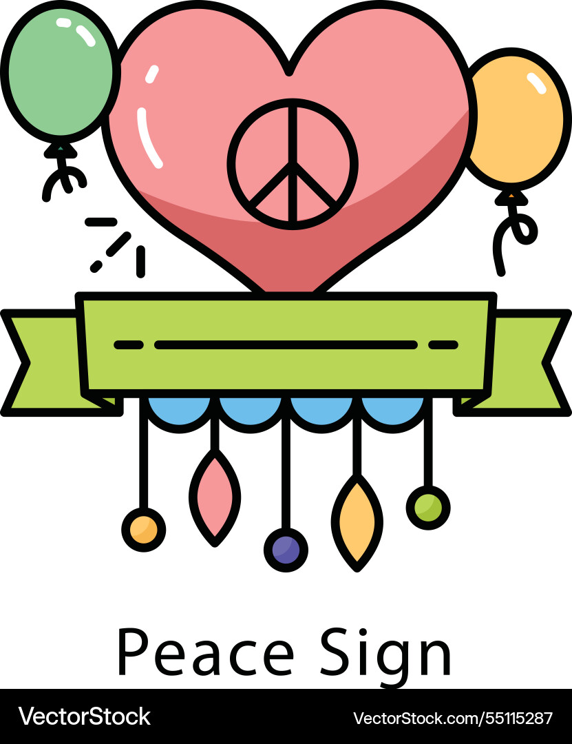 Peace sign outline icon style Royalty Free Vector Image