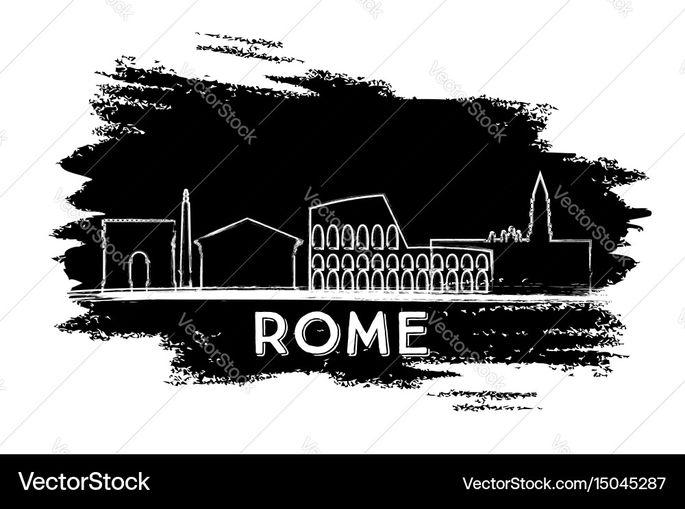 Rome skyline silhouette hand drawn sketch Vector Image