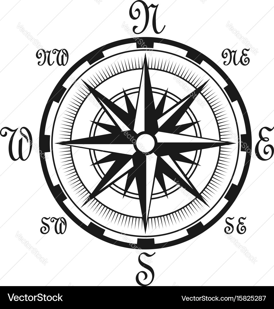 Seafarer navigation compass nautical icon Vector Image