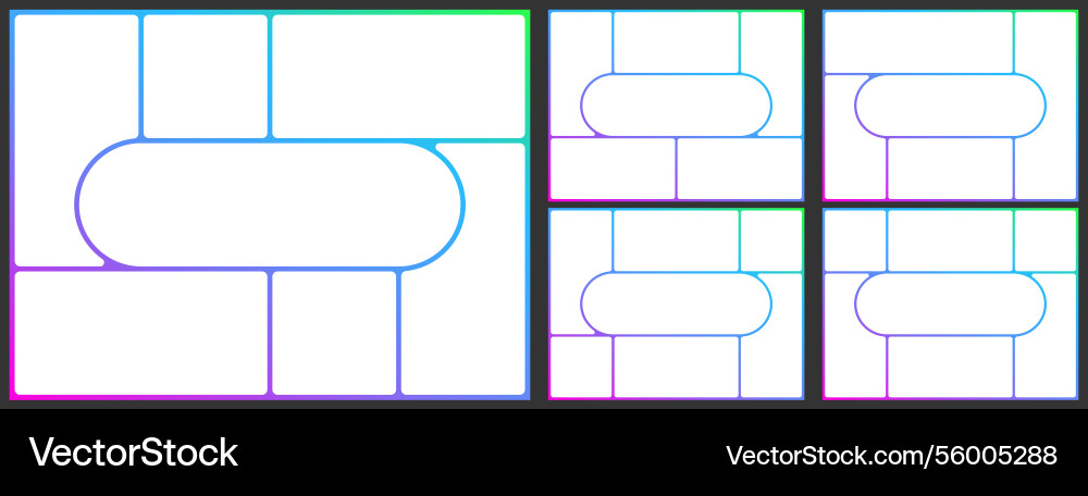 4x3 brutalist grid template photo layout bento Vector Image