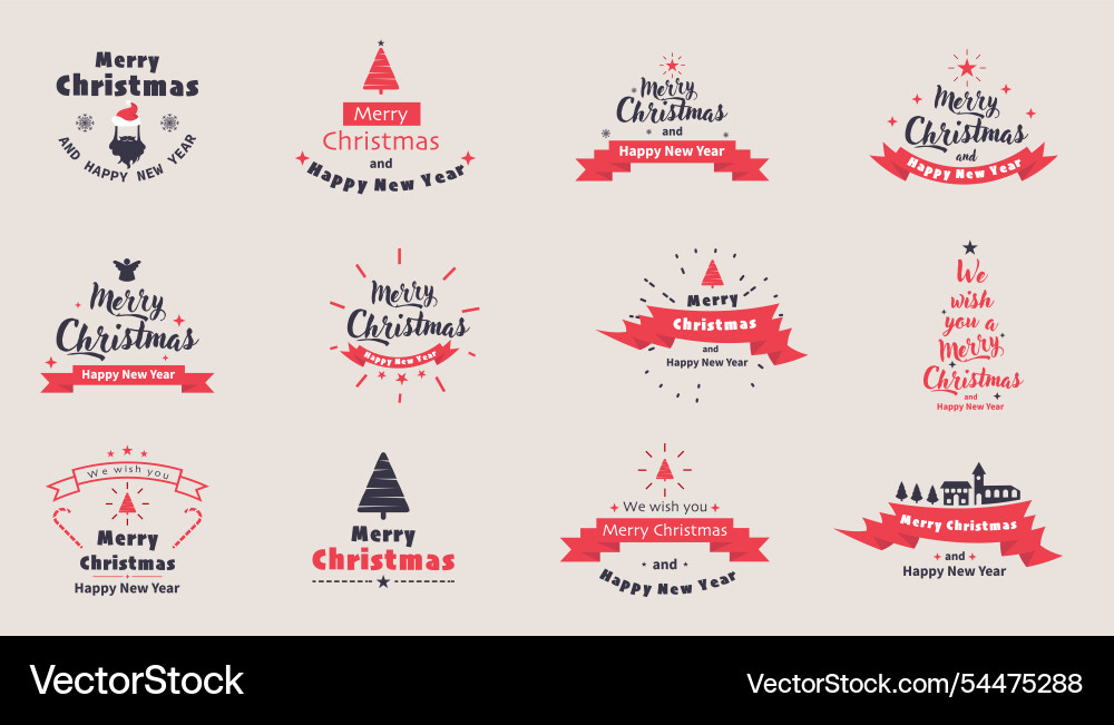 Christmas holiday badges with calligraphy Vector Image
