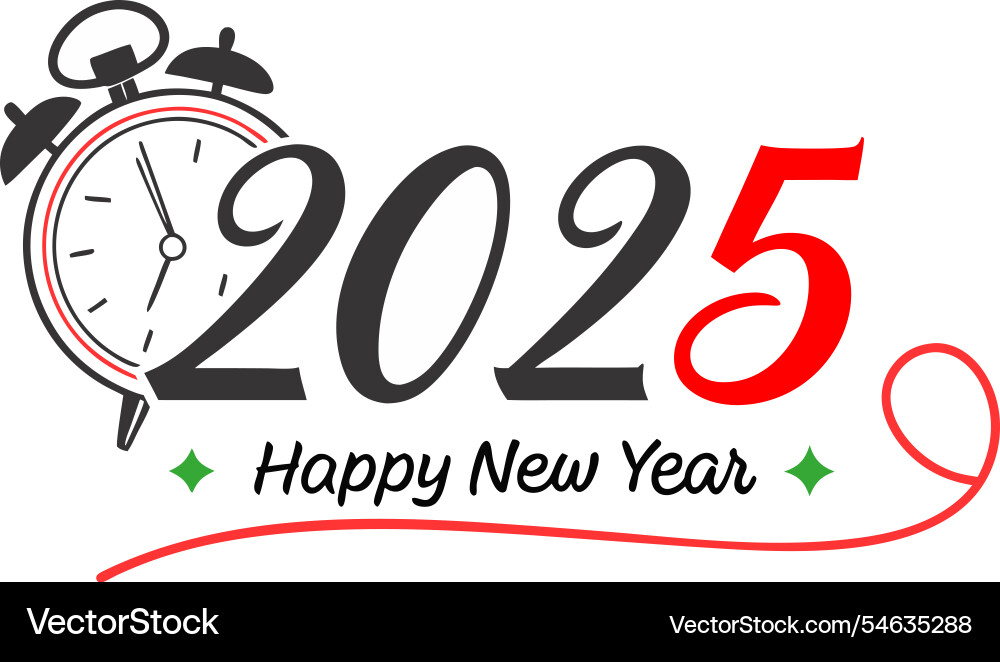 Creative new year 2025 with a clock theme Vector Image