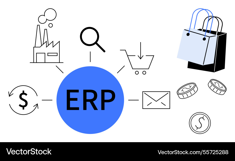 Erp system integration manufacturing finance Vector Image