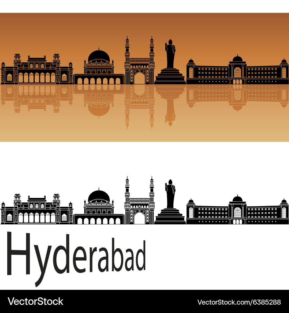 Hyderabad skyline in orange Royalty Free Vector Image
