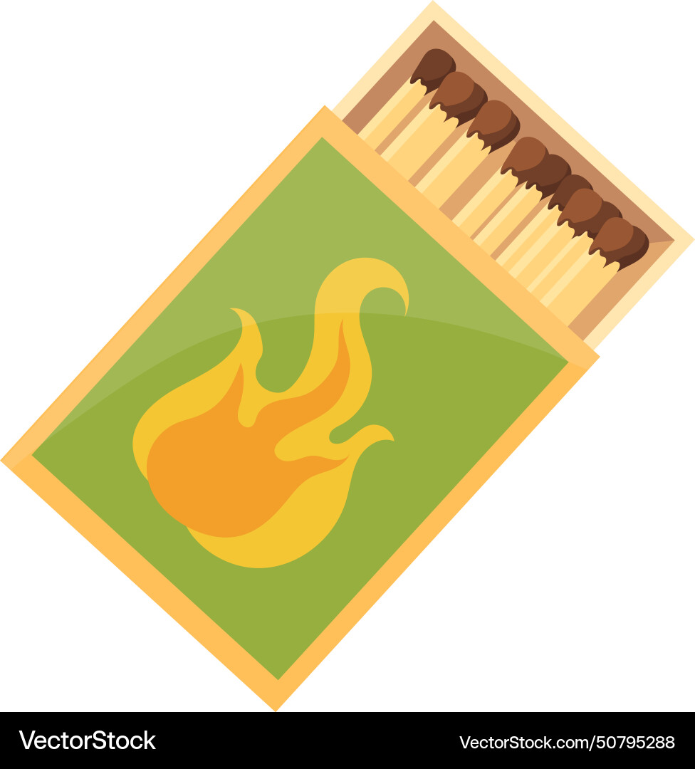 Matchbox cartoon icon open box with match sticks Vector Image