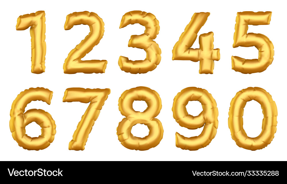 Realistic balloon numbers helium air Royalty Free Vector
