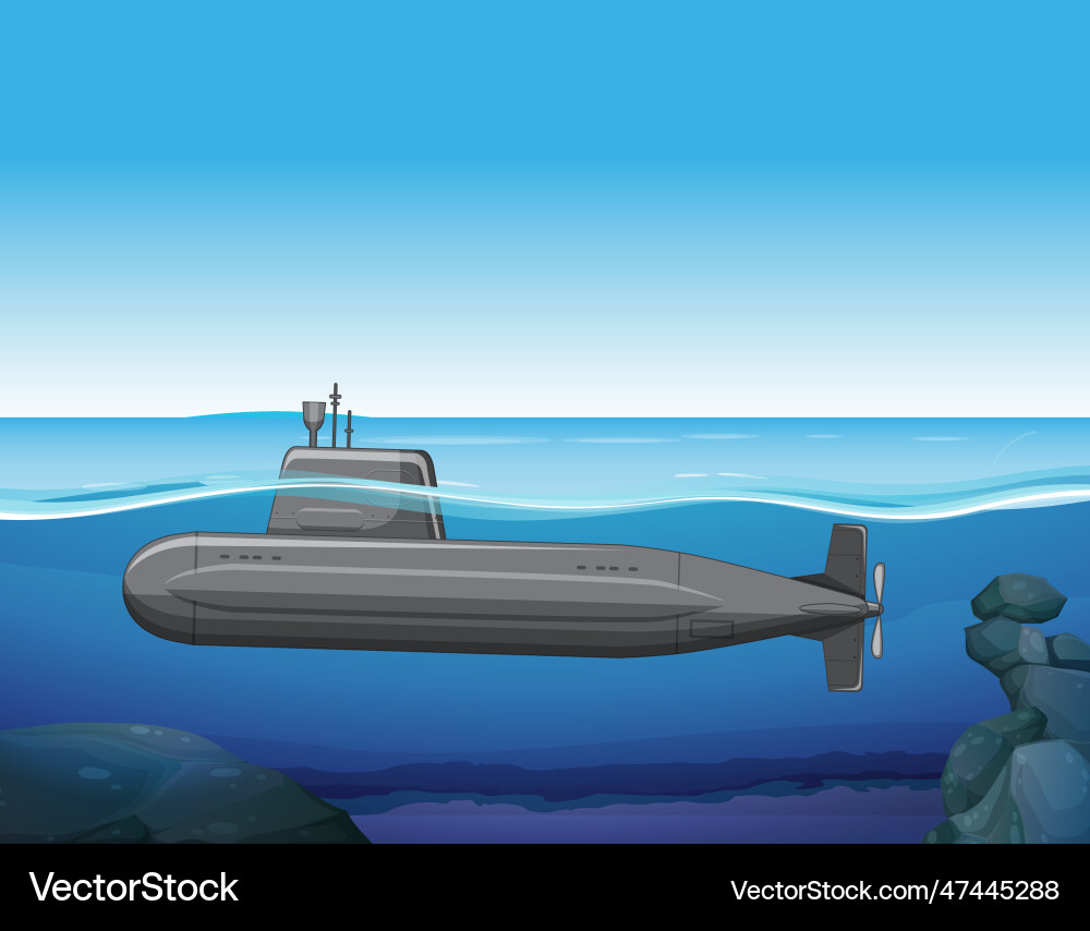 Submarine in underwater background Royalty Free Vector Image