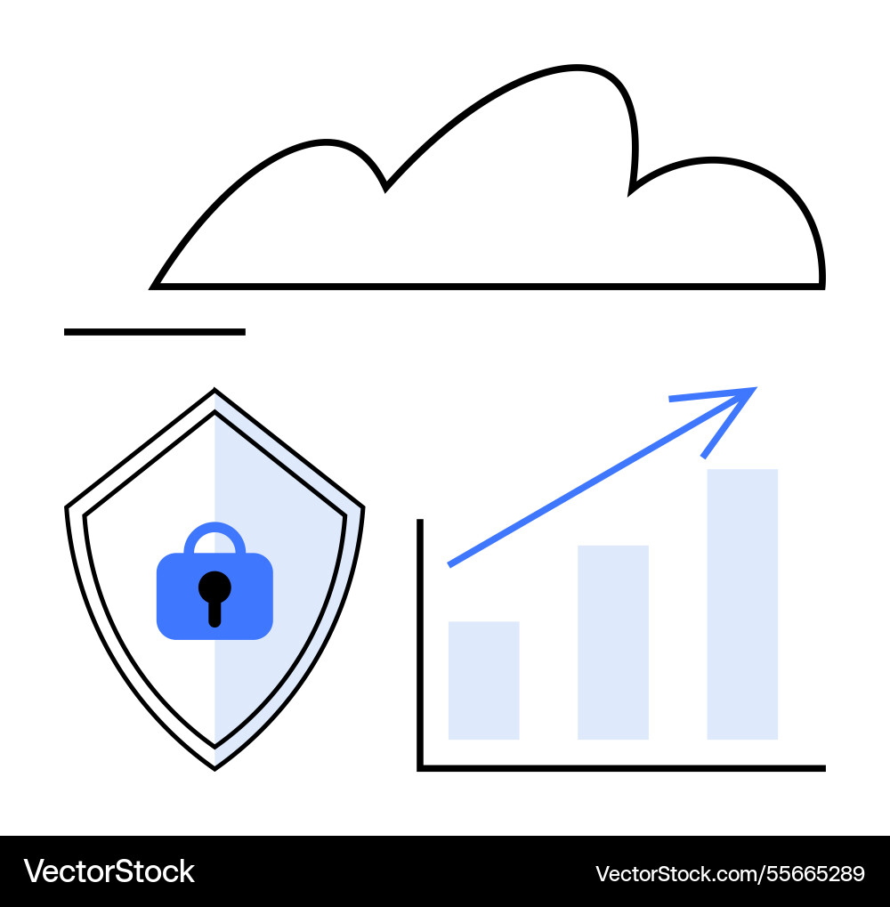 Cloud security and growth with shield Royalty Free Vector