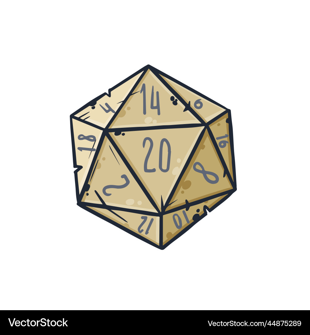 Dice d20 for playing dnd Royalty Free Vector Image