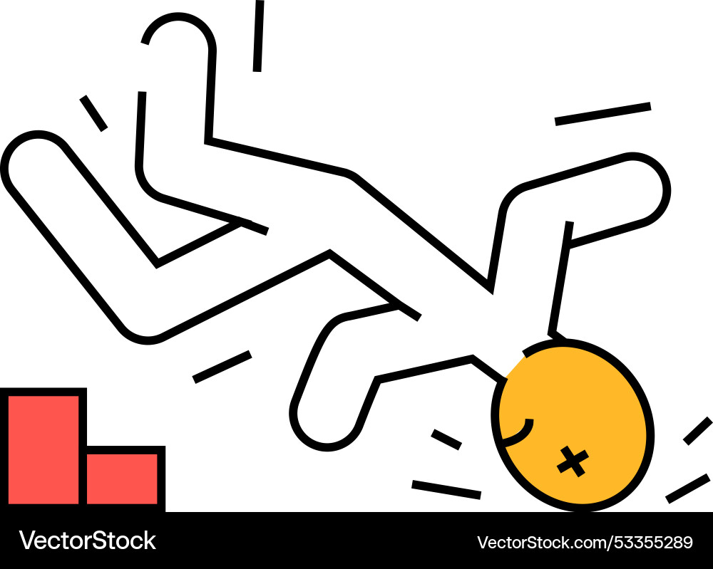 Drop head kick accident icon color Royalty Free Vector Image