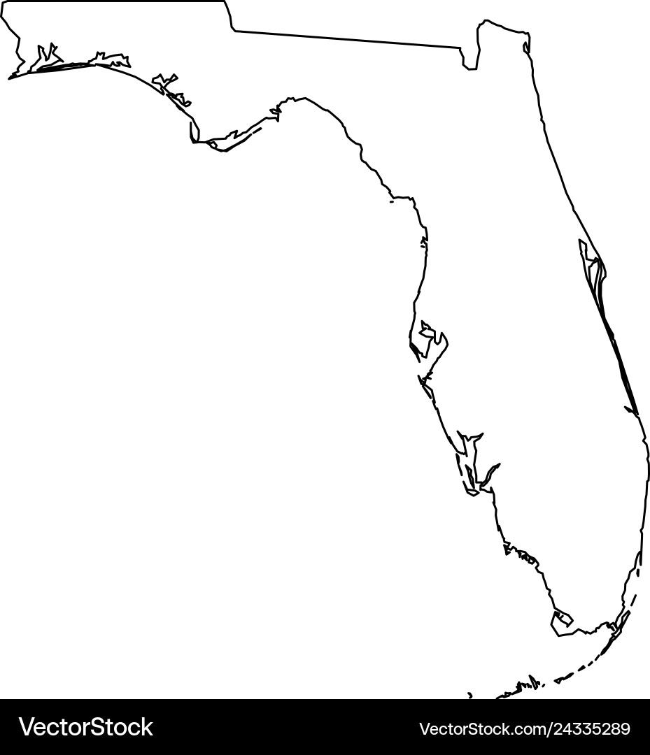 Florida state of usa - solid black outline map Vector Image
