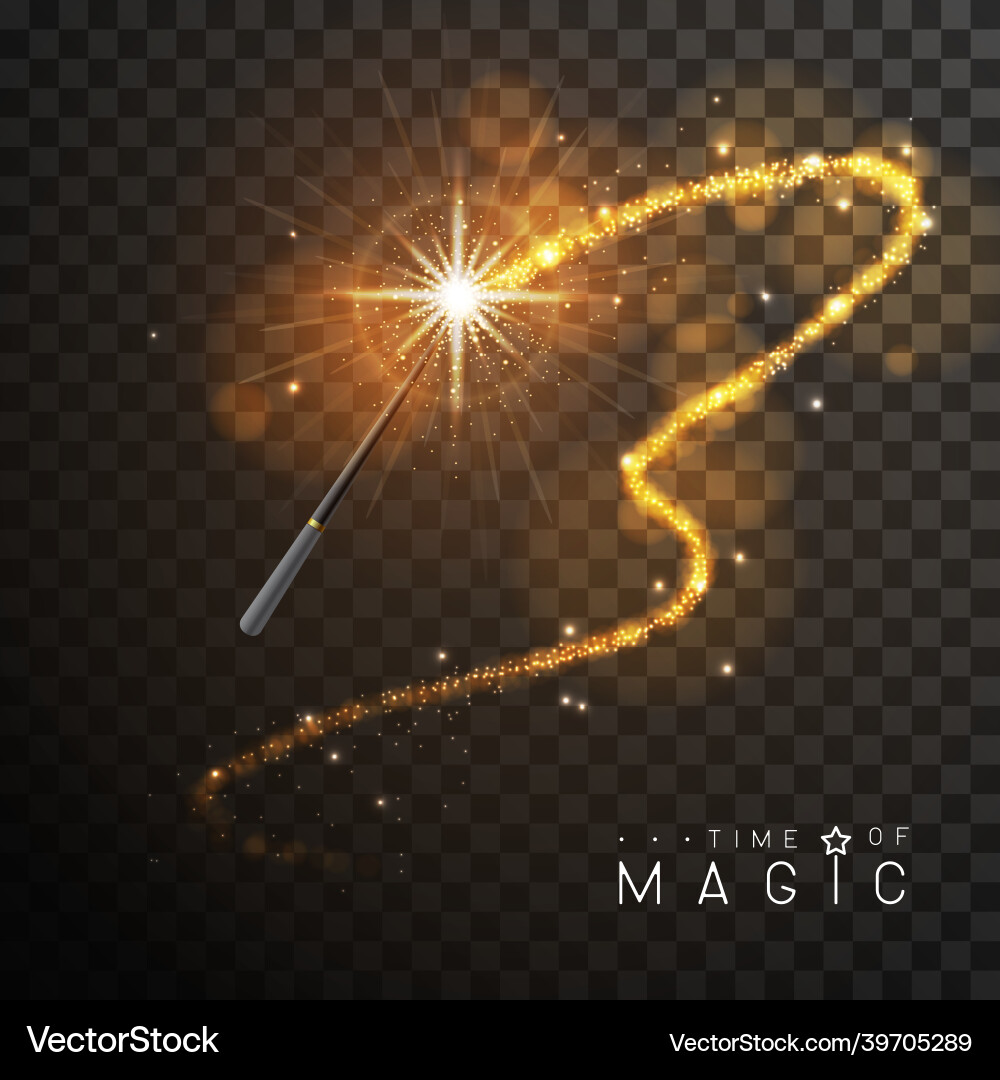 Magic wand with golden glowing shiny trail Vector Image