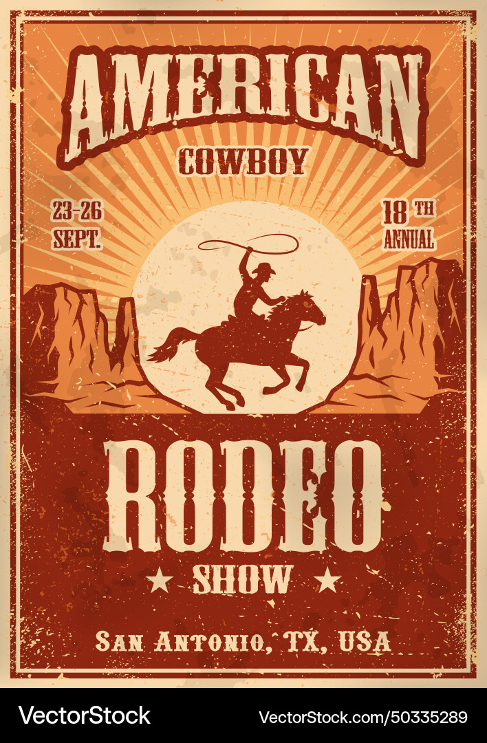 Vintage Rodeo Poster Royalty Free Vector Image