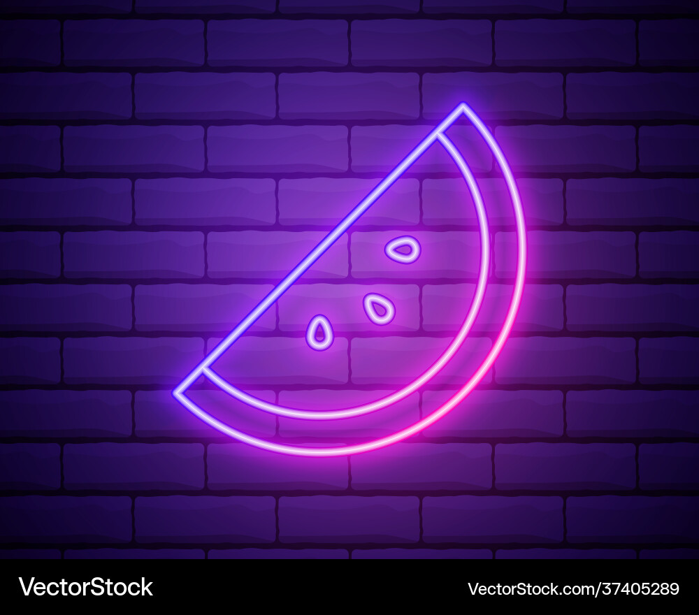 Watermelon neon sign slice fresh Royalty Free Vector Image