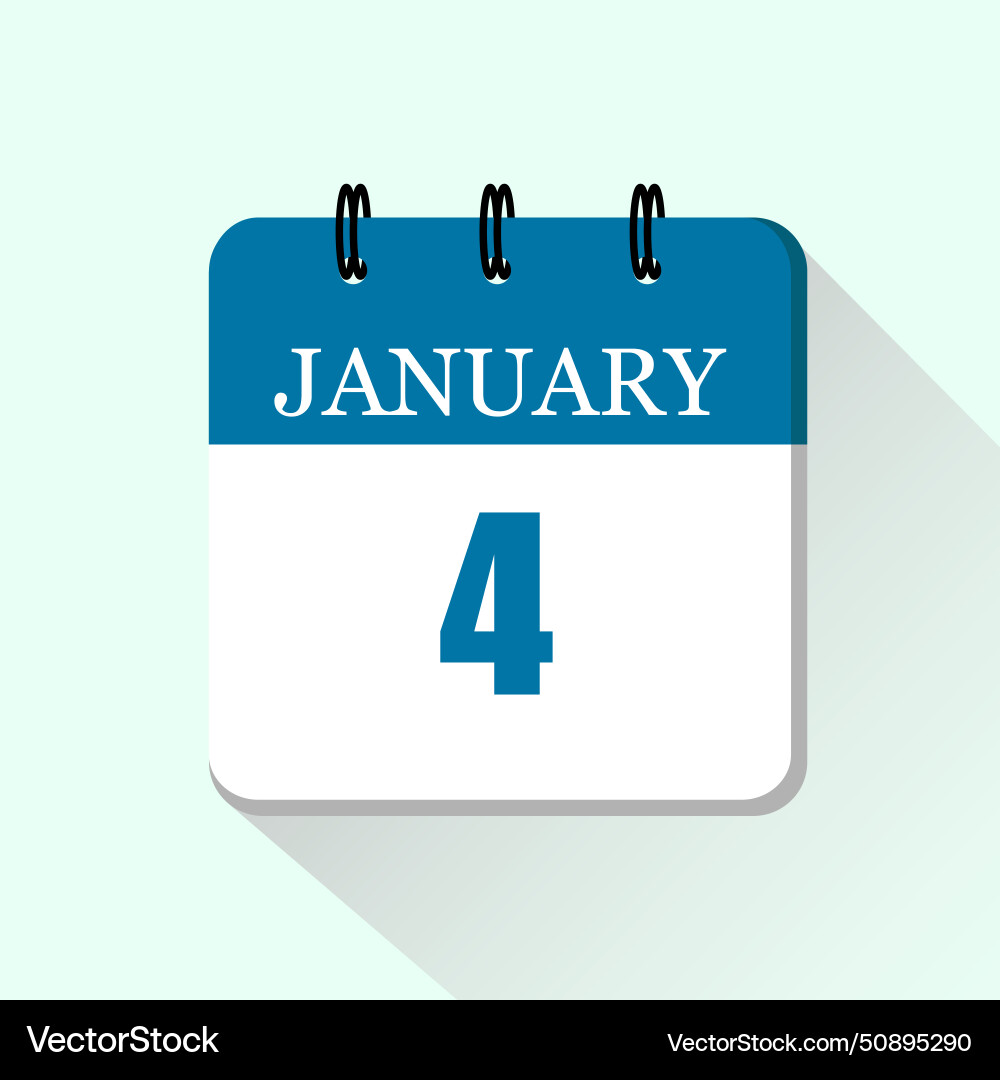 4 january flat daily calendar icon Royalty Free Vector Image