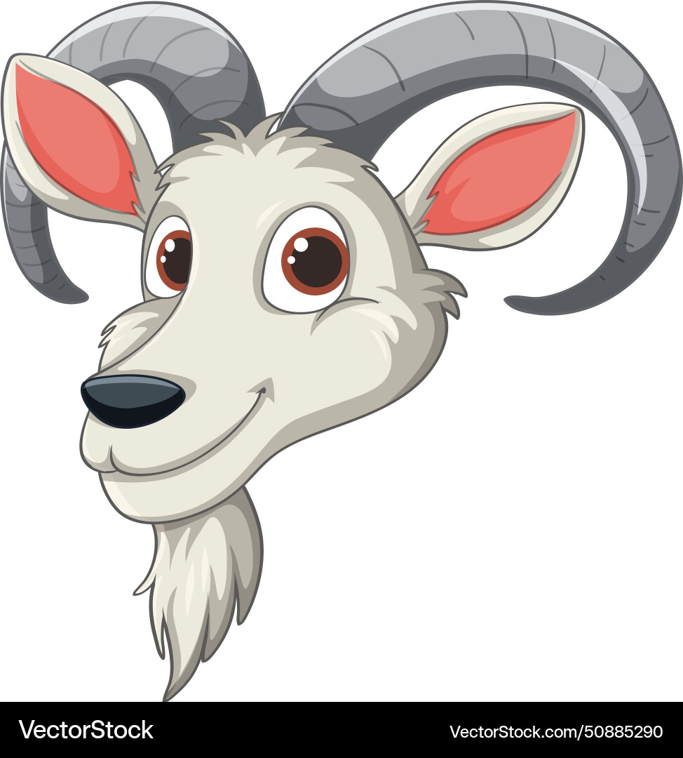 A smiling cartoon goat head Royalty Free Vector Image