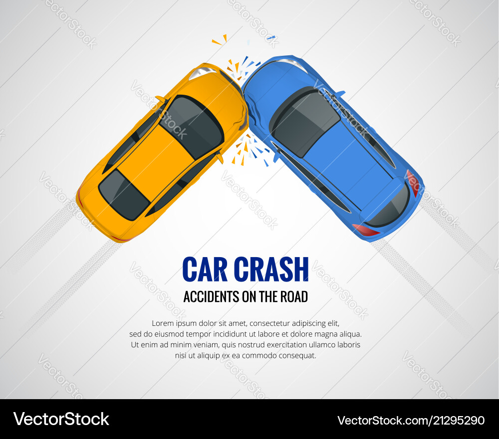 Car crash accident top view isolated Royalty Free Vector