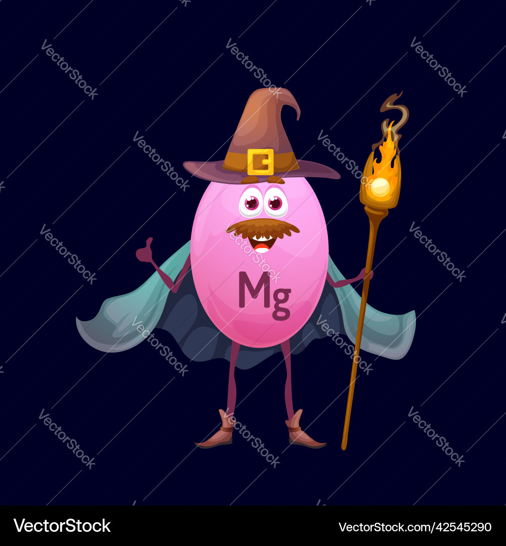 Cartoon magnesium micronutrient wizard character Vector Image