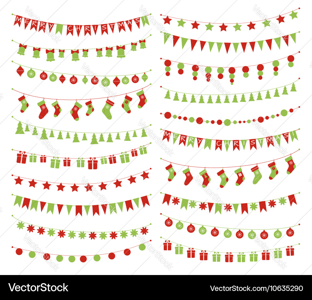 Christmas Bunting & Garland Set – Royalty-Free Vector | VectorStock