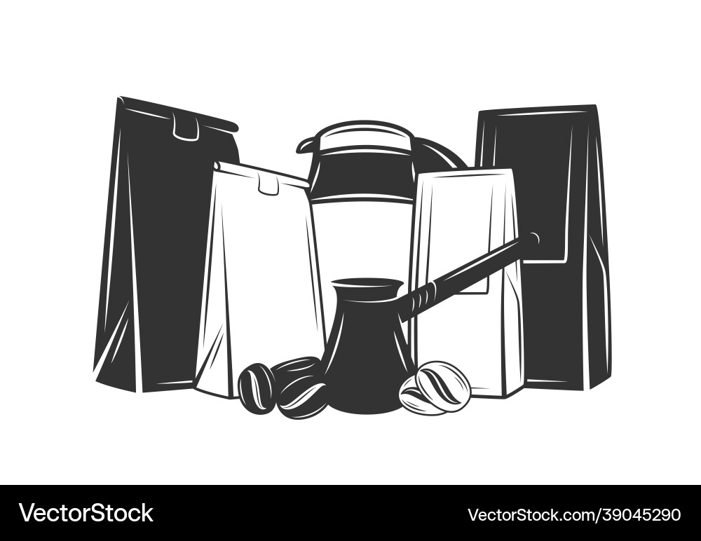 Coffee set from turks packaging and makers Vector Image