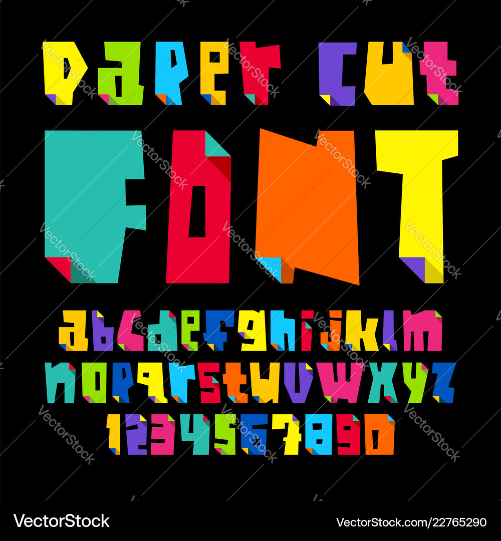 Colored letters cut from paper with bent Vector Image