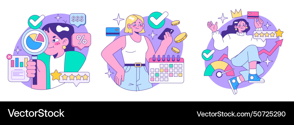 Credit card set bank-offered financing Royalty Free Vector