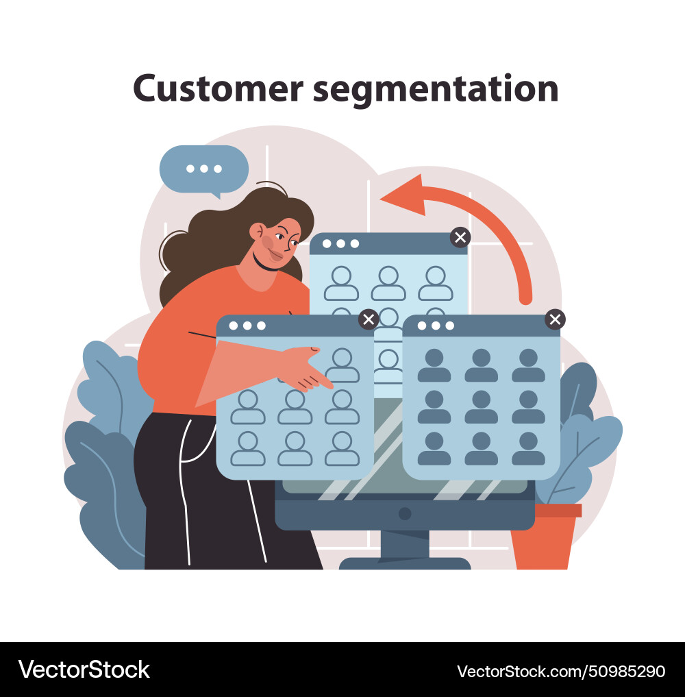 Customer Segmentation Concept Enthusiastic Woman Vector Image