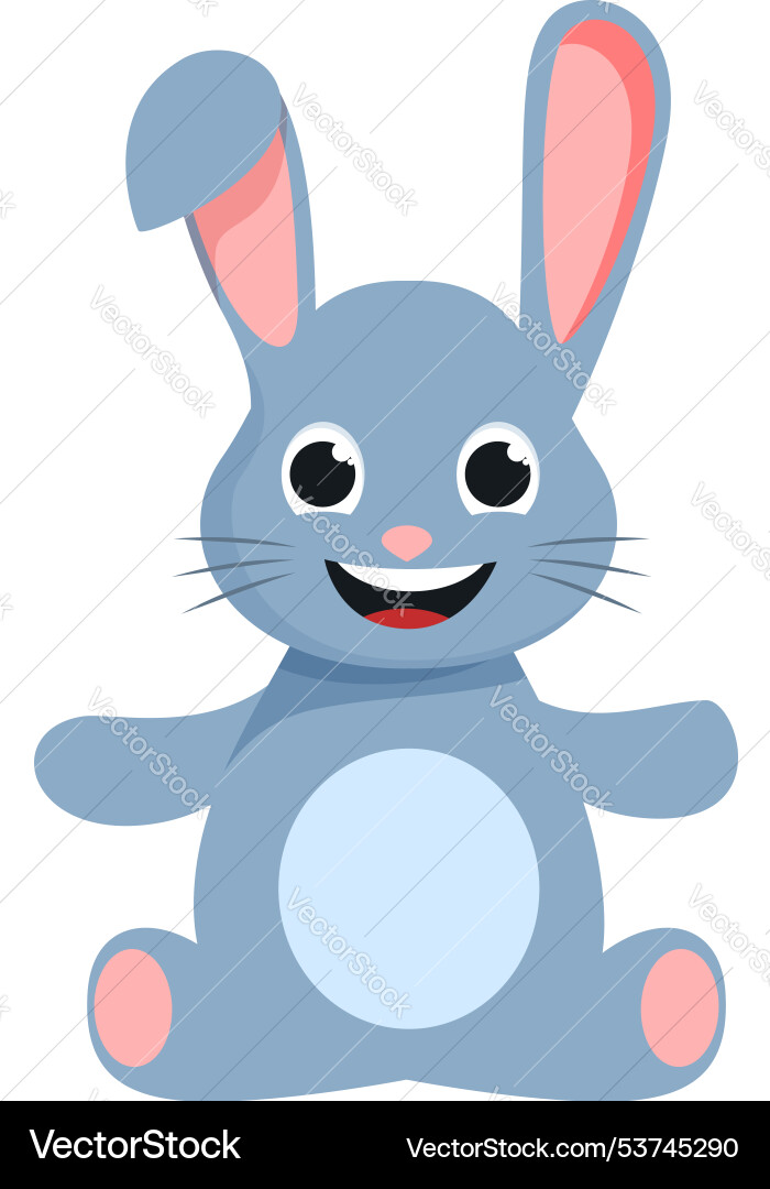 Cute blue cartoon bunny rabbit smiling sitting Vector Image
