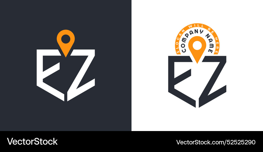 Ez location logo bundle letter dual icons Vector Image