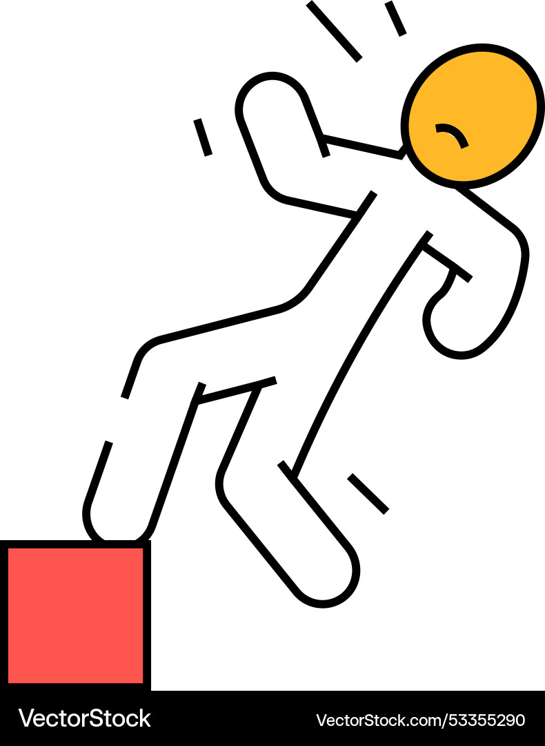 Fall man accident icon color Royalty Free Vector Image