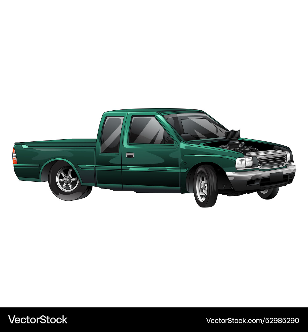 Green drag racing car with black strip Royalty Free Vector