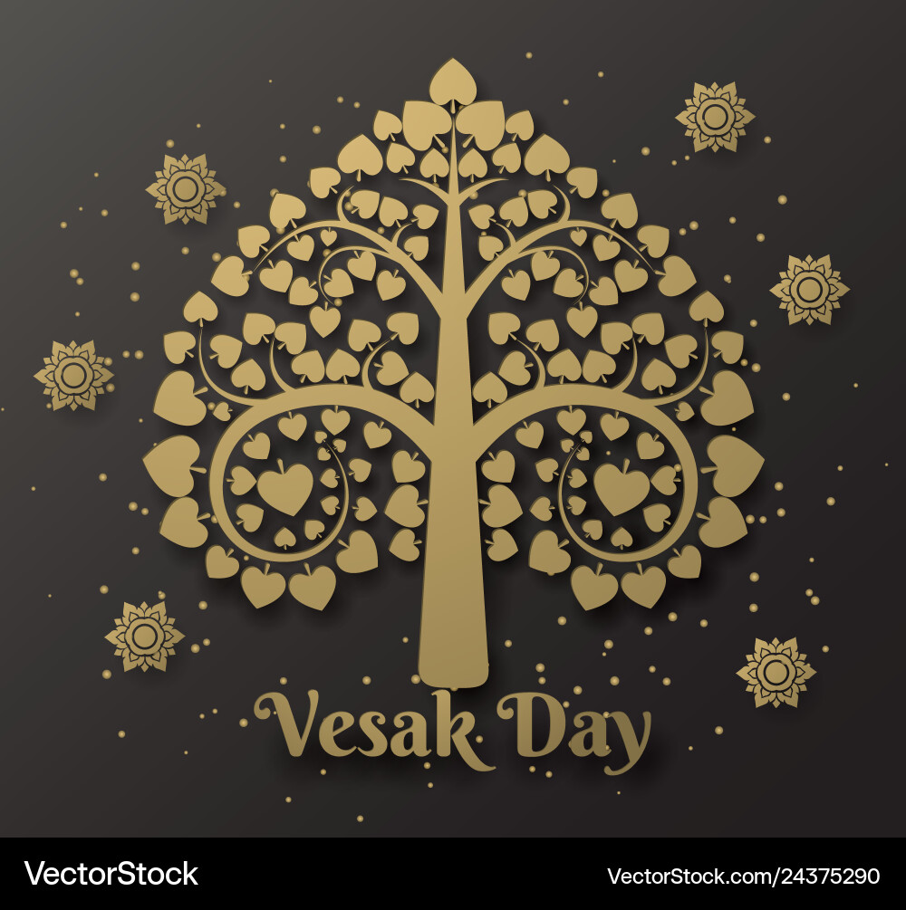 Happy vesak day background with bodhi tree Vector Image