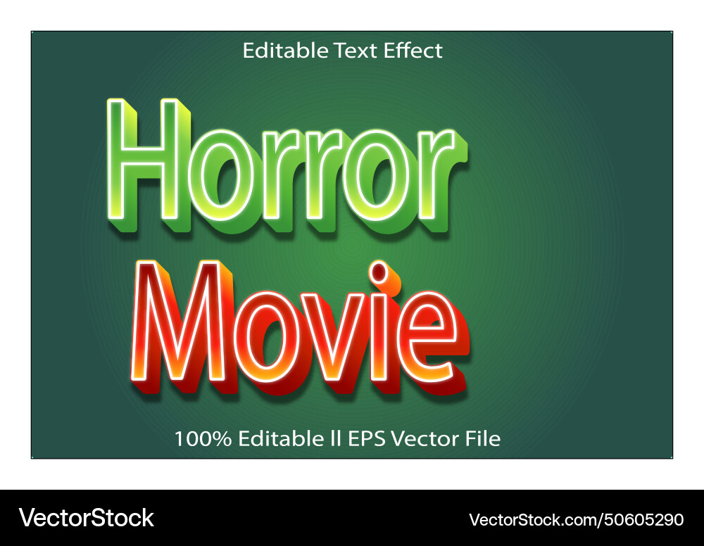 Horror movie editable text effect Royalty Free Vector Image