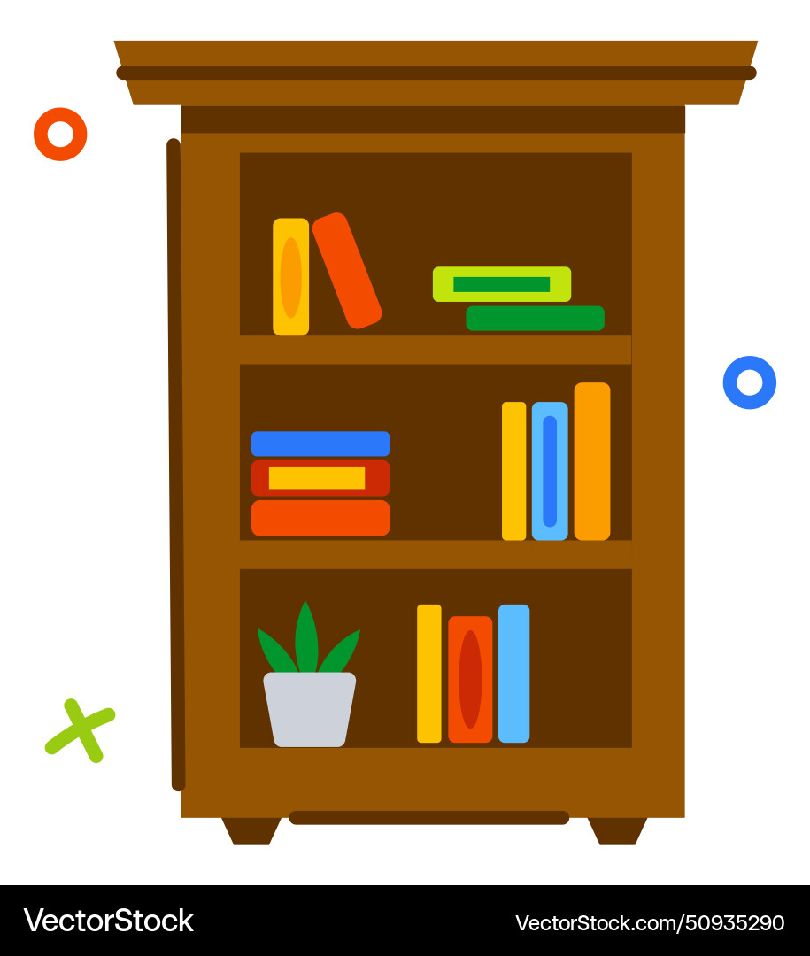 Library bookcase Royalty Free Vector Image - VectorStock