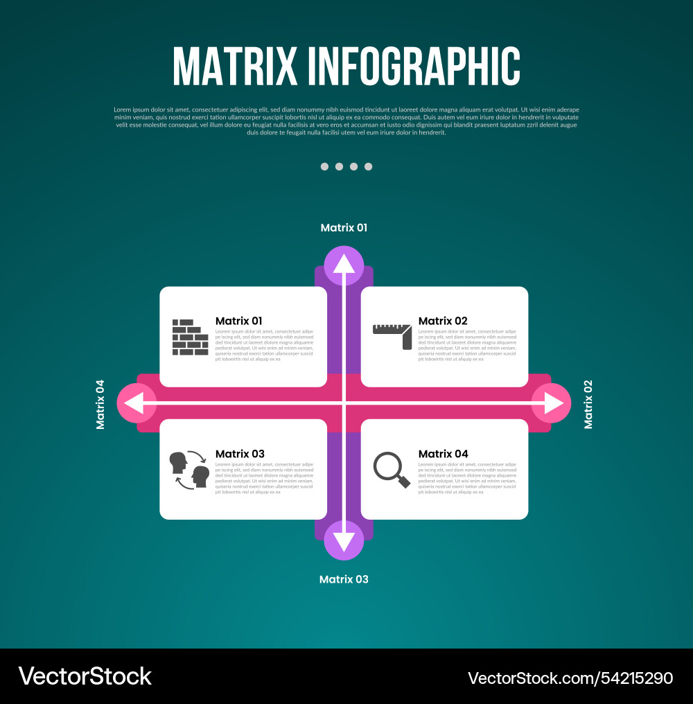 Matrix structure dimensions template infographic Vector Image