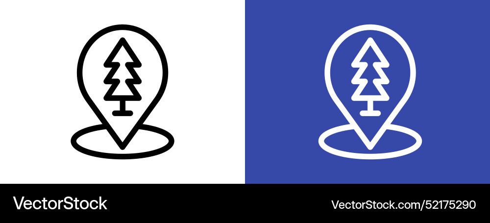 Park forest location map logo sign set outline Vector Image