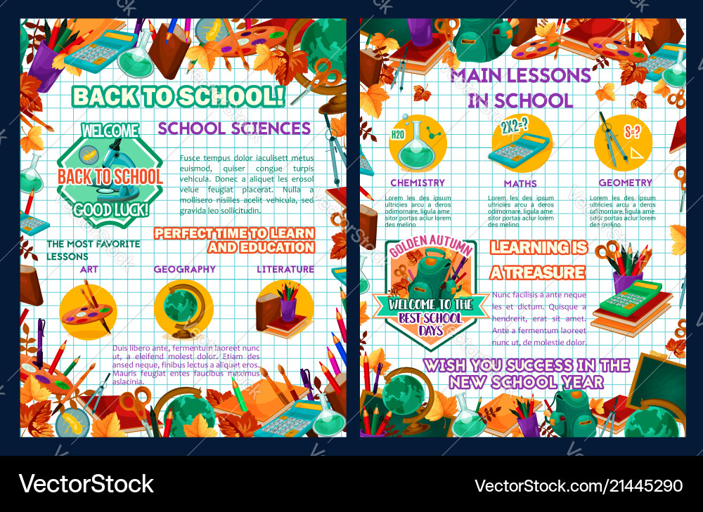 School sciences education lesson poster Royalty Free Vector